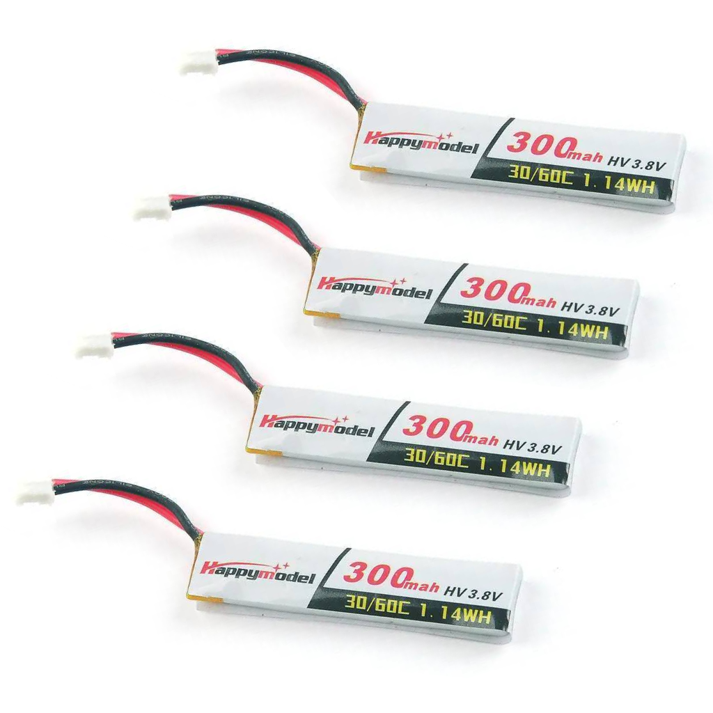 HappyModel 300mAh 1S 30C 3.8V LiPo Battery PH2.0 Mobula7 4PCS